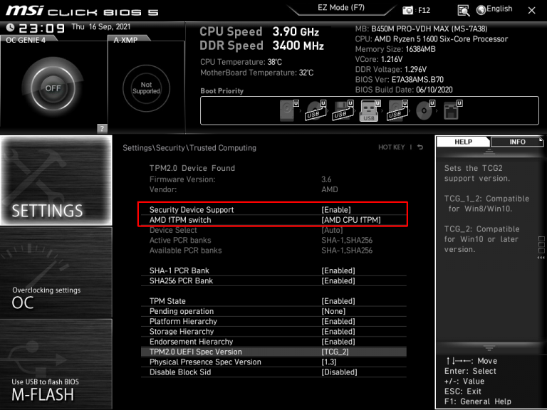 Как включить TPM в BIOS MSI - Te4h
